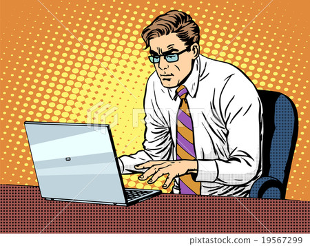 Businessman working on laptop - Stock Illustration [19567299] - PIXTA