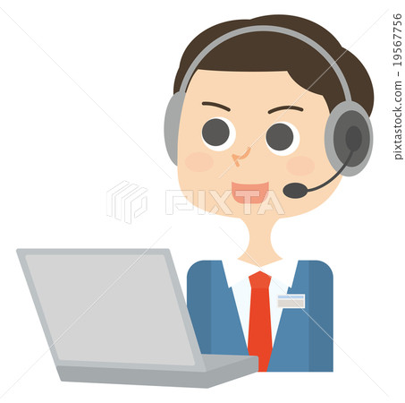 Call center Telephone operator male illustration - Stock Illustration ...