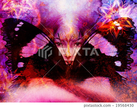Beautiful Painting Goddess Woman with bird phoenix-插圖素材 [19568430 ...