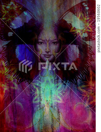Beautiful Painting Goddess Woman with bird phoenix - Stock Illustration ...