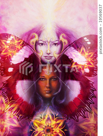Beautiful Painting Goddess Woman with bird phoenix - Stock Illustration ...