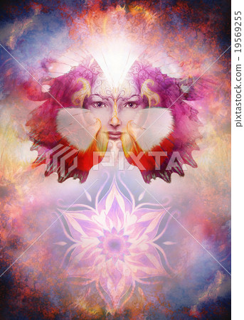 Beautiful Painting Goddess Woman with bird phoenix - Stock Illustration ...