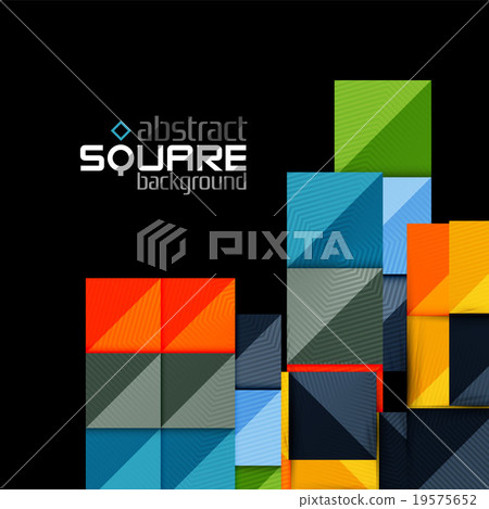 Glossy color squares on black. Geometric abstract - Stock Illustration ...