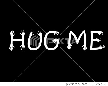 Hug me written in hand letters, black white vector - Stock Illustration ...