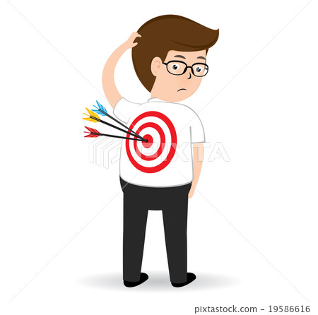 Businessman looking target on back - Stock Illustration [19586616] - PIXTA