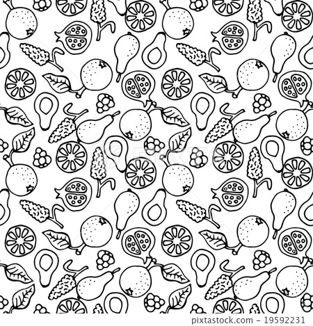 Fruit doodle hand drawn seamless vector pattern. - Stock Illustration ...