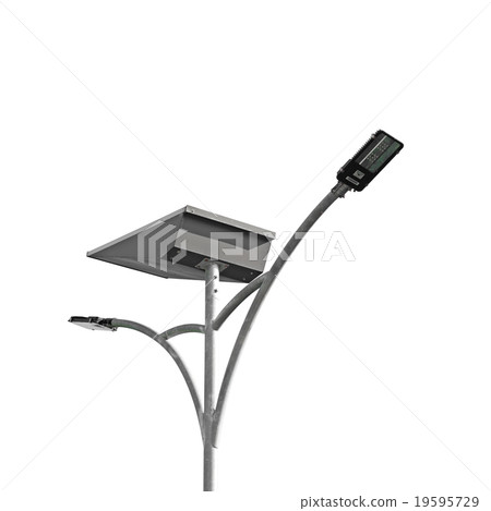LED light post with solar cell panel isolated - Stock Photo [19595729 ...