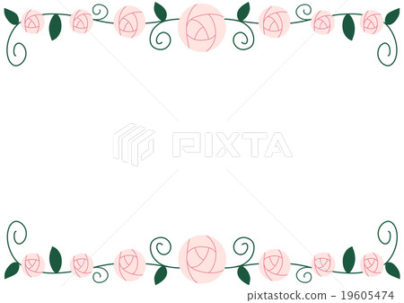 Upper and lower pink rose frame - Stock Illustration [19605474] - PIXTA