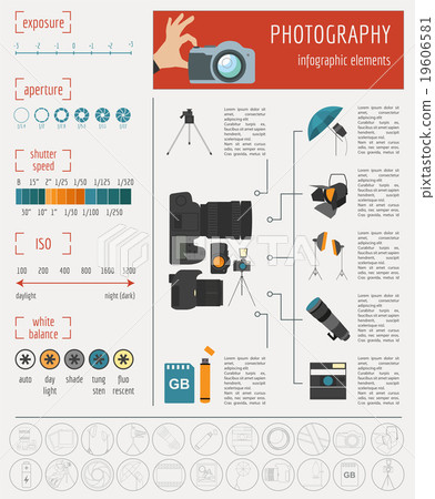 Photography infographics set with photo, camera - Stock Illustration ...