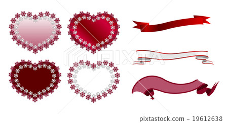 Heart Frame Ribbon Set Red - Stock Illustration [19612638] - PIXTA