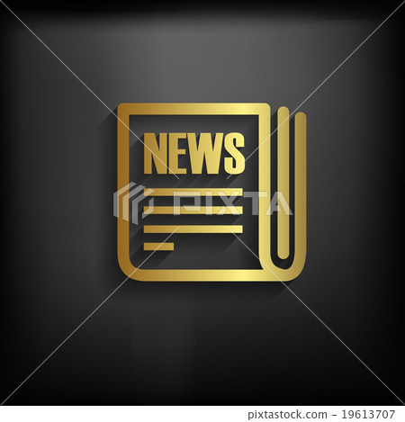 News Sign Icon gold color with long shadow, Vector - Stock Illustration ...