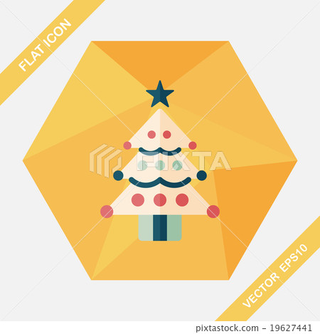 Christmas tree flat icon with long shadow, eps10 - Stock Illustration ...
