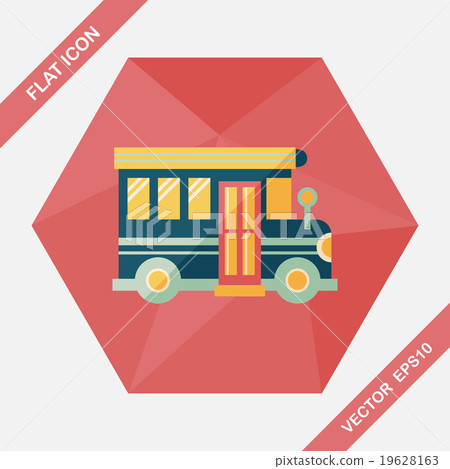 School Bus flat icon with long shadow,eps10 - Stock Illustration ...