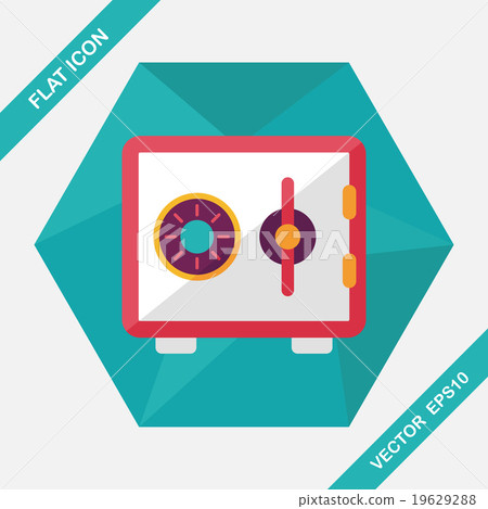 Safety Deposit Box flat icon with long... - Stock Illustration ...