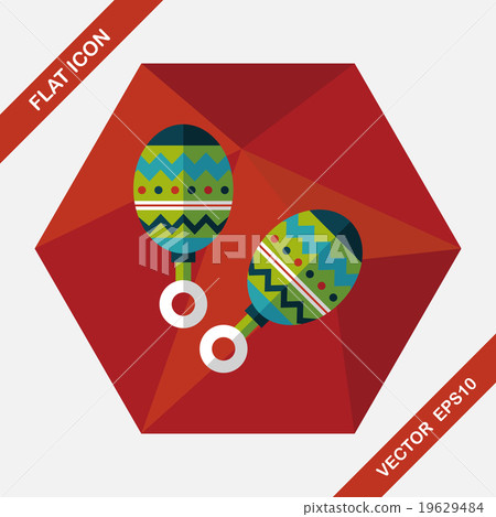 baby rattle flat icon with long shadow,EPS 10 - Stock Illustration ...