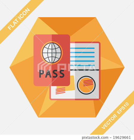 Passport icon, flat icon with long shadow - Stock Illustration ...