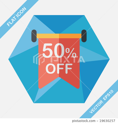 shopping sale sign flag flat icon with long... - Stock Illustration ...