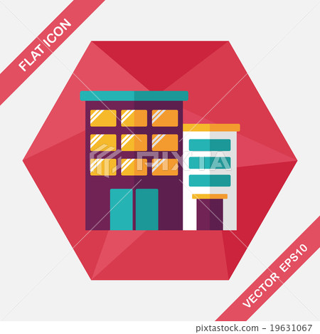 Building apartment flat icon with long... - Stock Illustration ...