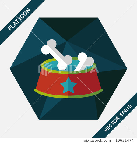 pet bone flat icon with long shadow,eps10 - Stock Illustration ...