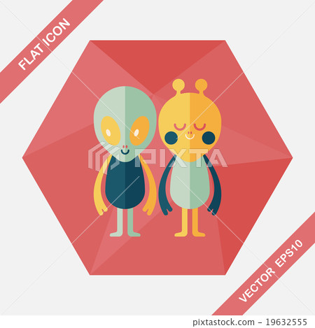 Space alien friendship flat icon with long... - Stock Illustration ...