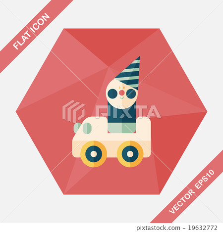toy car flat icon with long shadow - Stock Illustration [19632772] - PIXTA