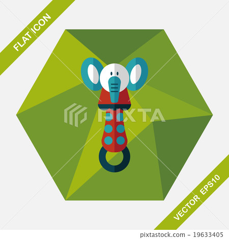 baby rattle flat icon with long shadow,EPS 10 - Stock Illustration ...