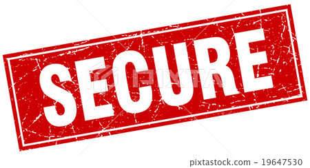 secure red square grunge stamp on white - Stock Illustration [19647530 ...