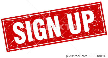 sign up red square grunge stamp on white - Stock Illustration [19648091 ...