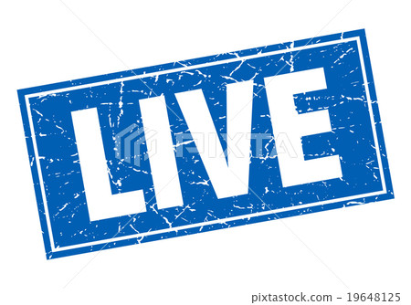 live blue square grunge stamp on white - Stock Illustration [19648125 ...