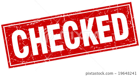 checked red square grunge stamp on white - Stock Illustration [19648241 ...