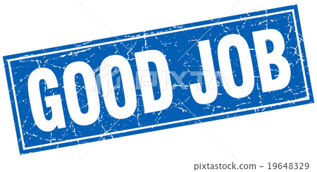 good job blue square grunge stamp on white - Stock Illustration ...