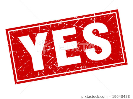 yes red square grunge stamp on white - Stock Illustration [19648428 ...