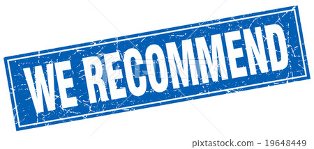 we recommend blue square grunge stamp on white - Stock Illustration ...