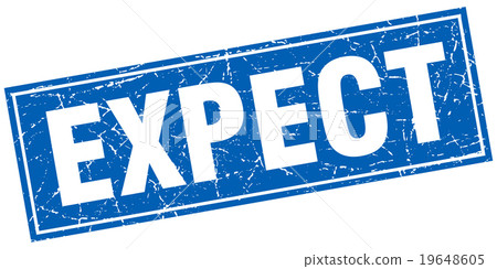 expect blue square grunge stamp on white - Stock Illustration [19648605 ...