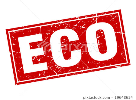 eco red square grunge stamp on white - Stock Illustration [19648634 ...