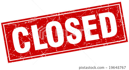 closed red square grunge stamp on white - Stock Illustration [19648767 ...