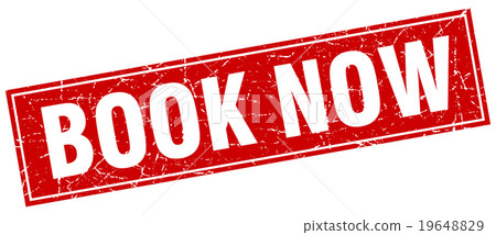 book now red square grunge stamp on white - Stock Illustration ...