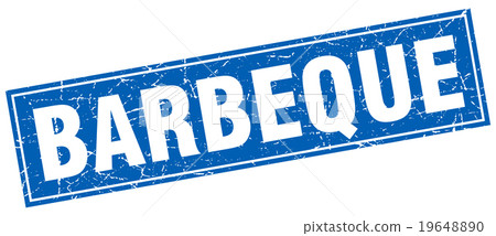 barbeque blue square grunge stamp on white - Stock Illustration ...