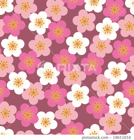 Japanese Pattern Ume Chiyogami-style Seamless... - Stock Illustration ...