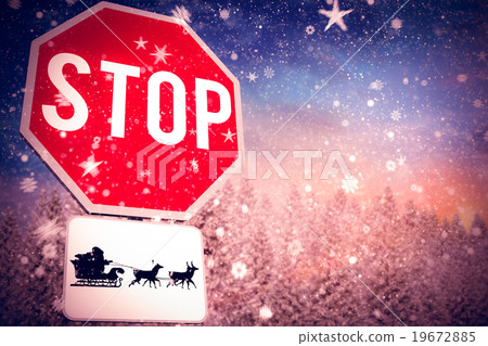 Composite image of christmas road sign-插圖素材 [19672885] - PIXTA圖庫
