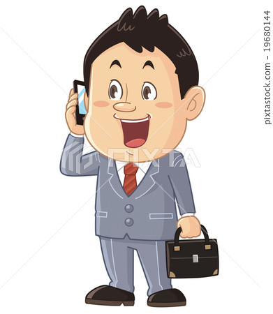 A comical and cute figure of a salesman /... - Stock Illustration ...