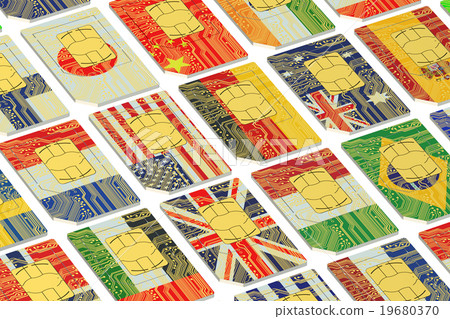International SIM cards with flags - Stock Illustration [19680370] - PIXTA