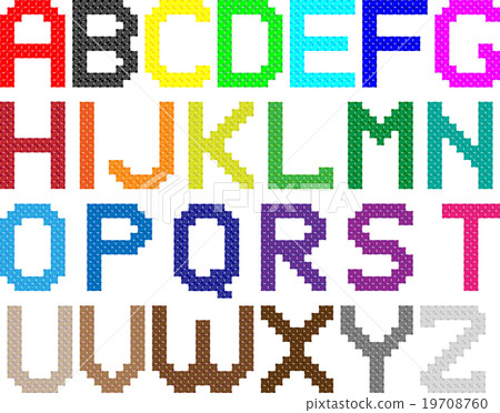 color latin alphabet by cross pattern for handwork - Stock Illustration ...