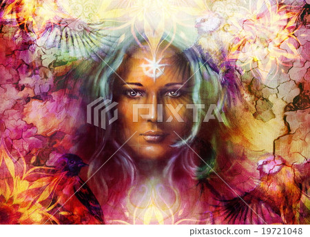 Beautiful Painting Goddess Woman with ornamental - Stock Illustration ...