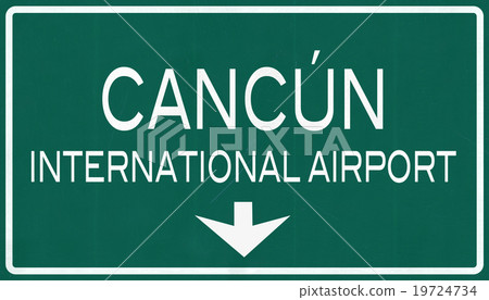 Cancun Mexico International Airport Highway Sign - Stock Illustration ...
