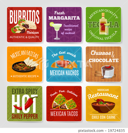 Mexican Food Labels Set - Stock Illustration [19724835] - PIXTA