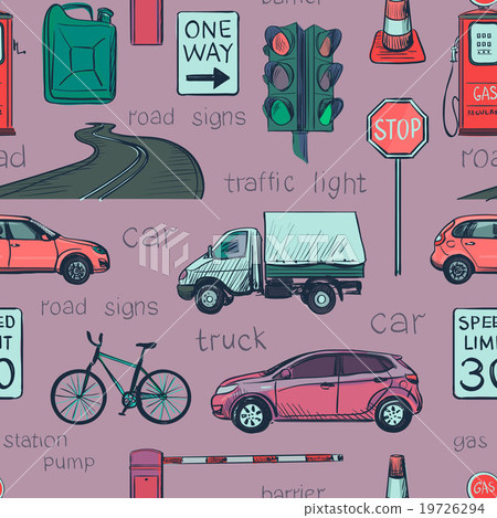 Seamless pattern of Traffic Laws icons - Stock Illustration [19726294 ...
