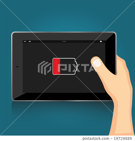 Hand holding tablet low battery. - Stock Illustration [19729889] - PIXTA
