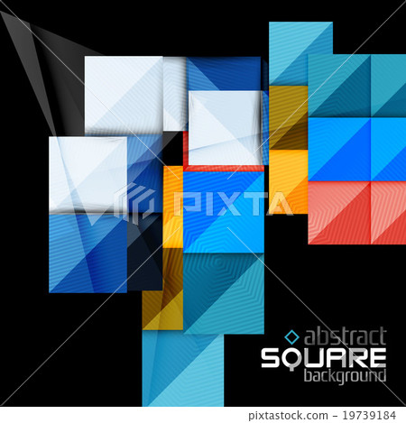Glossy color squares on black. Geometric abstract - Stock Illustration ...