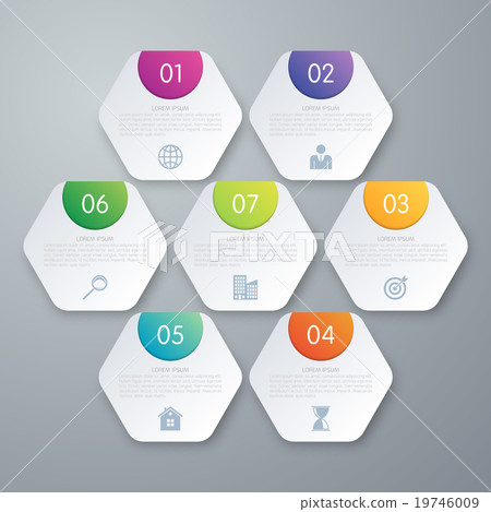 Vector illustration infographics seven hexagons - Stock Illustration ...